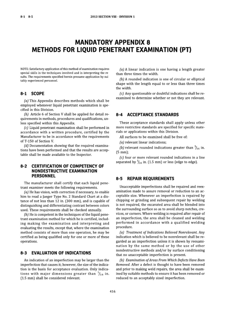 Asme Sec 8 Div 1 Appendix 8 | PDF