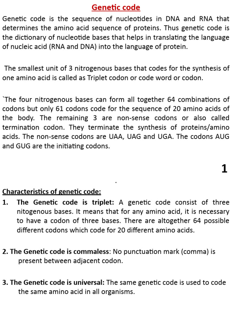 Genetic Code | PDF | Genetic Code | Amino Acid