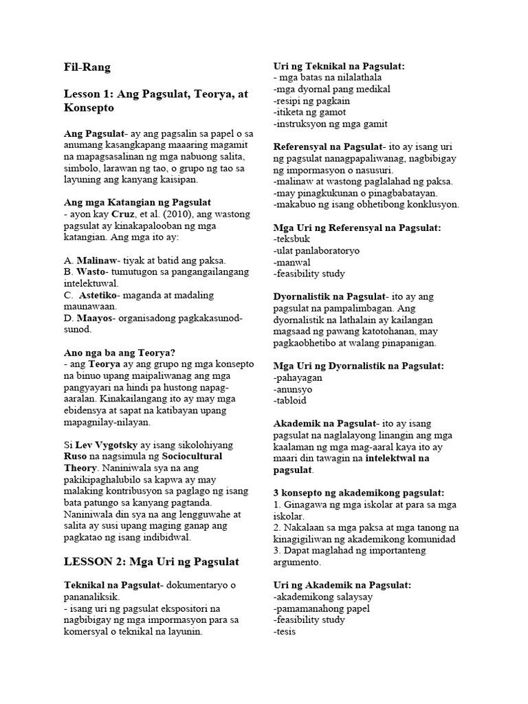 FilRang Reviewer | PDF