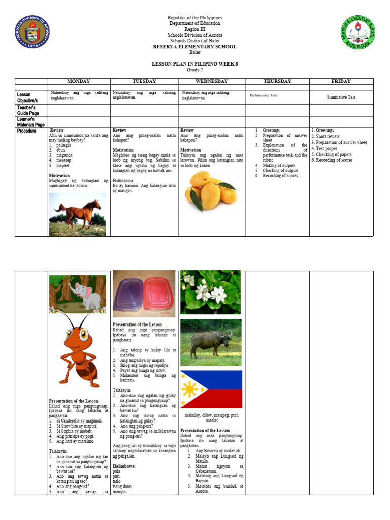 Grade 2 Lesson Plan Q3 W8 | PDF