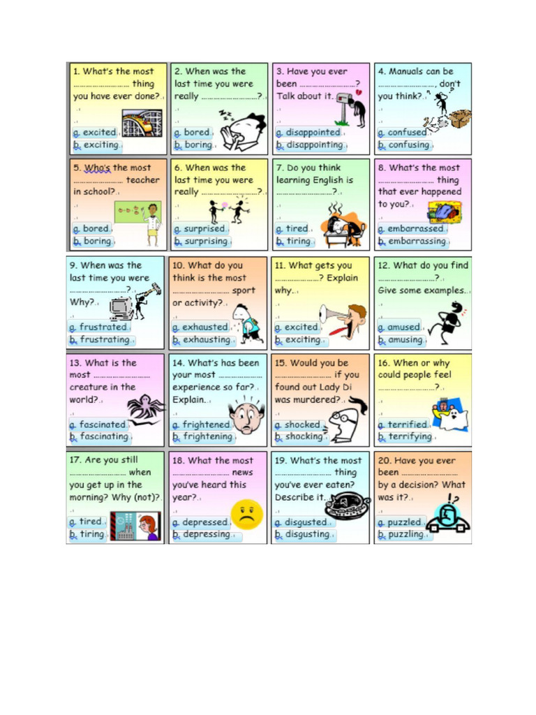 ED Vs ING Conversation Cards | PDF