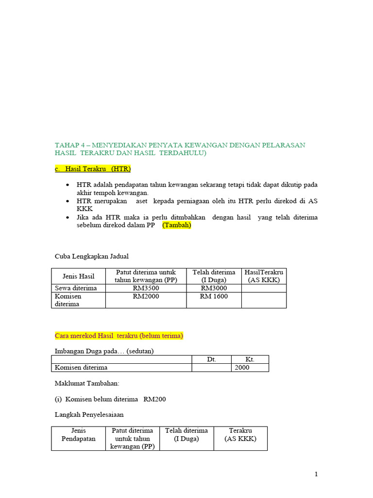 Nota Hasil Terakru Dan Terdahulu | PDF