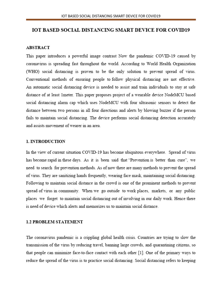 2k23-Rep-Iot Based Social Distancing Smart Device For Covid19 | PDF | Internet Of Things | Wi Fi