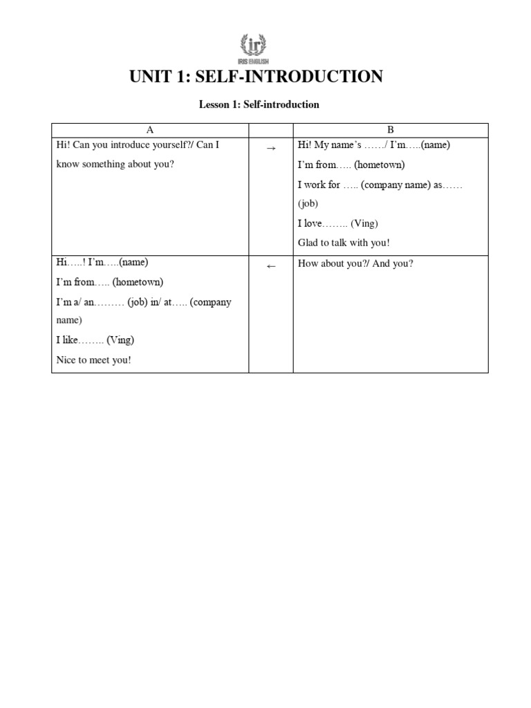 Handout Speaking U1 U10 | PDF