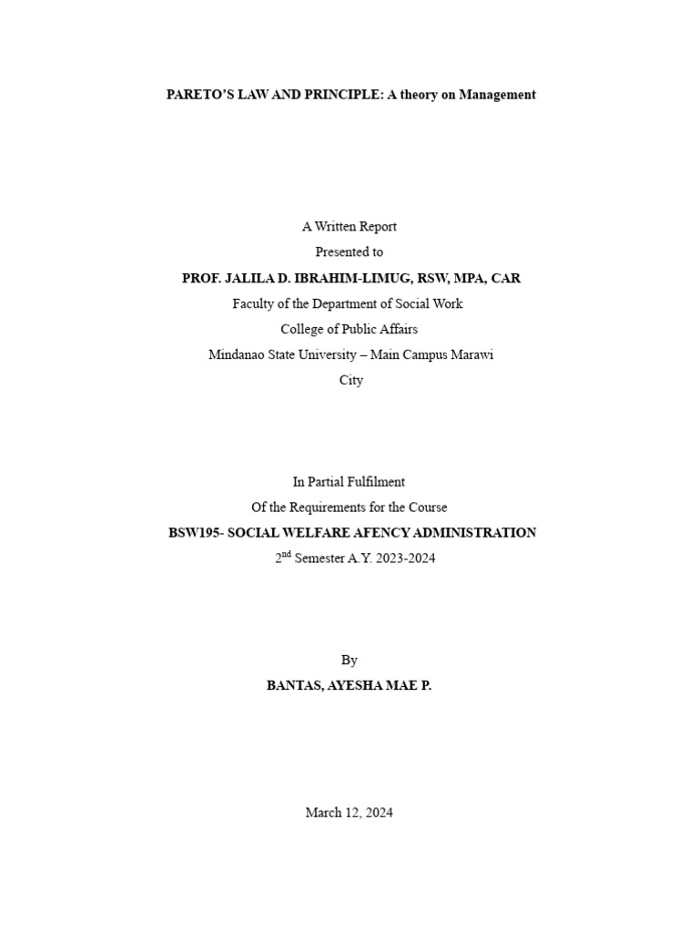 VILFREDO PARETO (Written Report) | PDF | Pareto Efficiency
