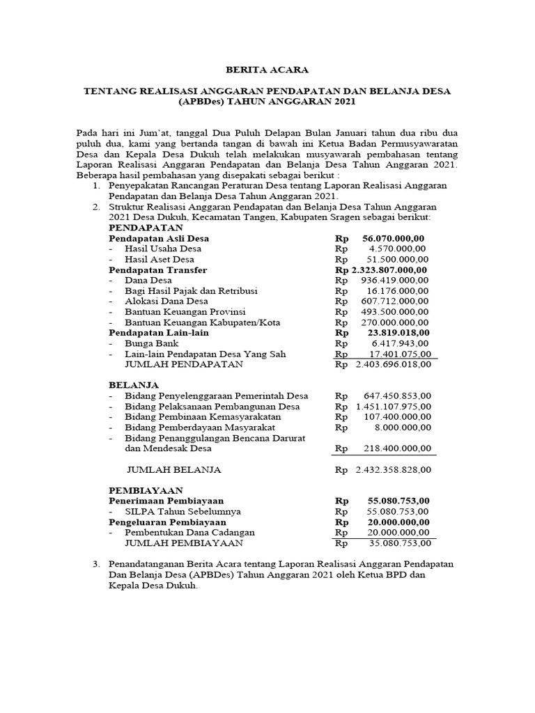 Contoh Berita Acara | PDF