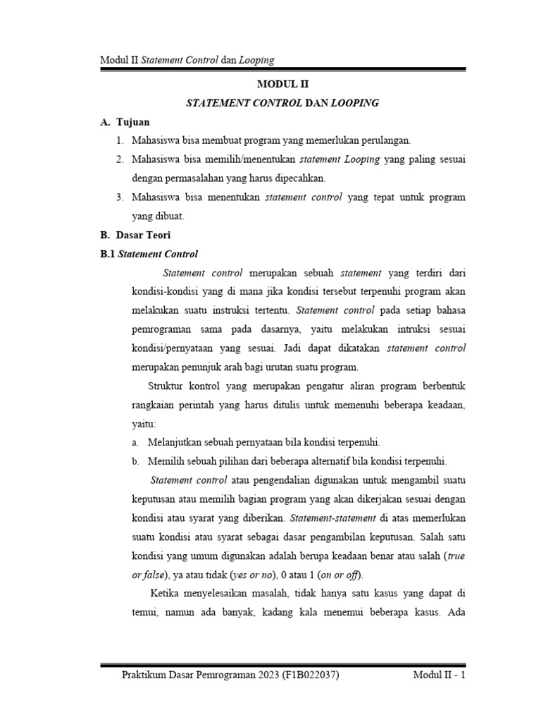 Dasprog Modul 2 KLP 15 Ac | PDF | Pengelolaan Keuangan & Uang | Komputer