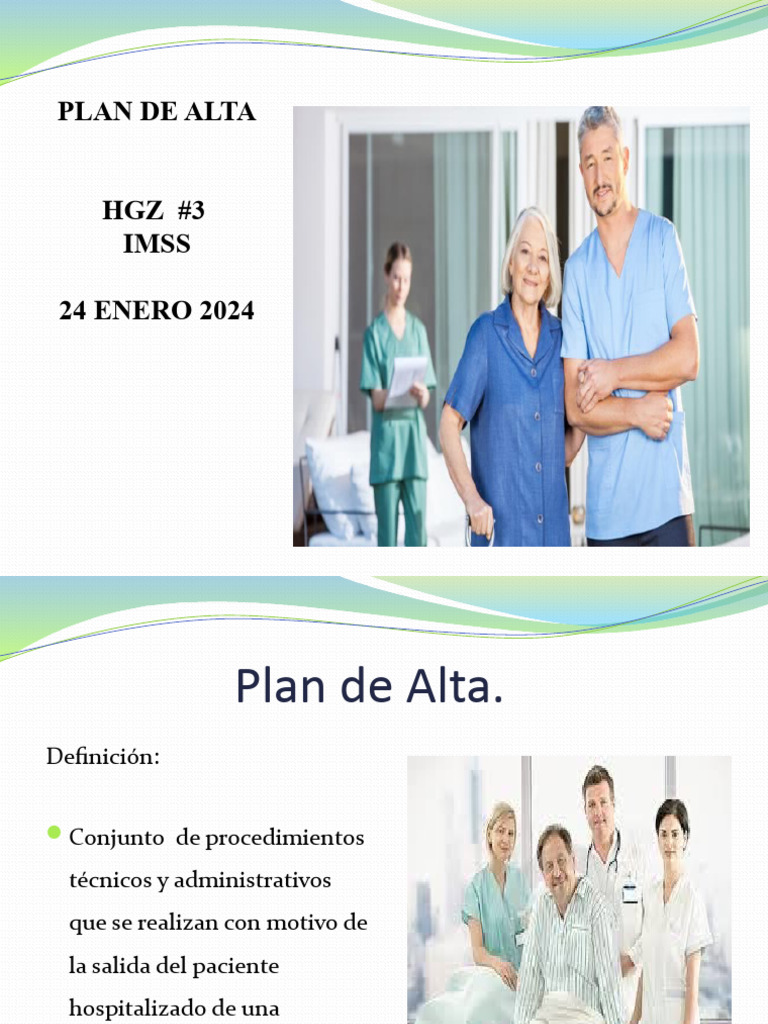 Plan de Alta. HGZ 3 | PDF | Hospital | Ciencias de la Salud