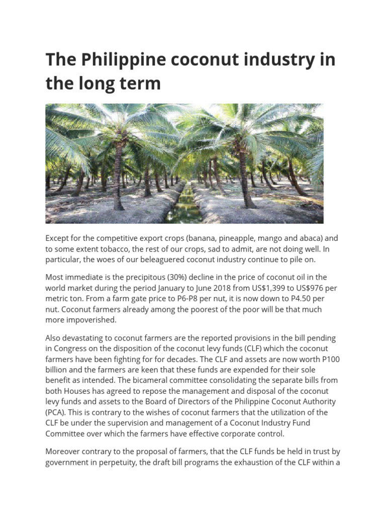 The Philippine Coconut Industry in The Long Term | PDF | Rapeseed ...