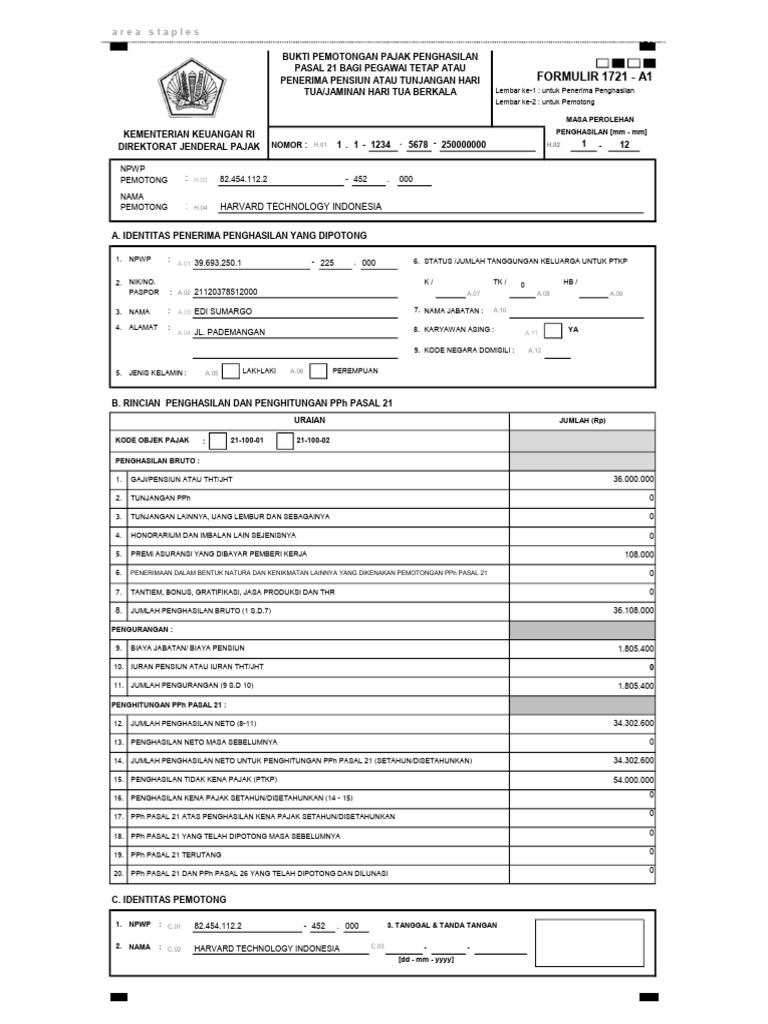 Formulir 1721 A1 60jt Pdf