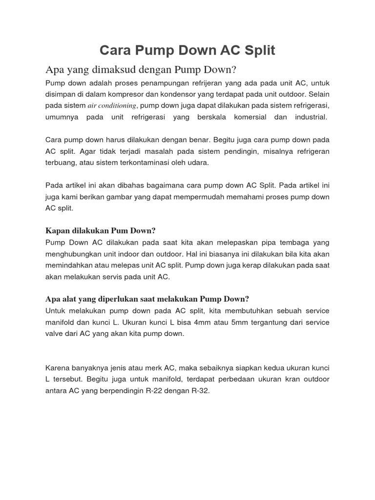 Cara Efektif Pump Down AC Split | PDF | Griya & Taman