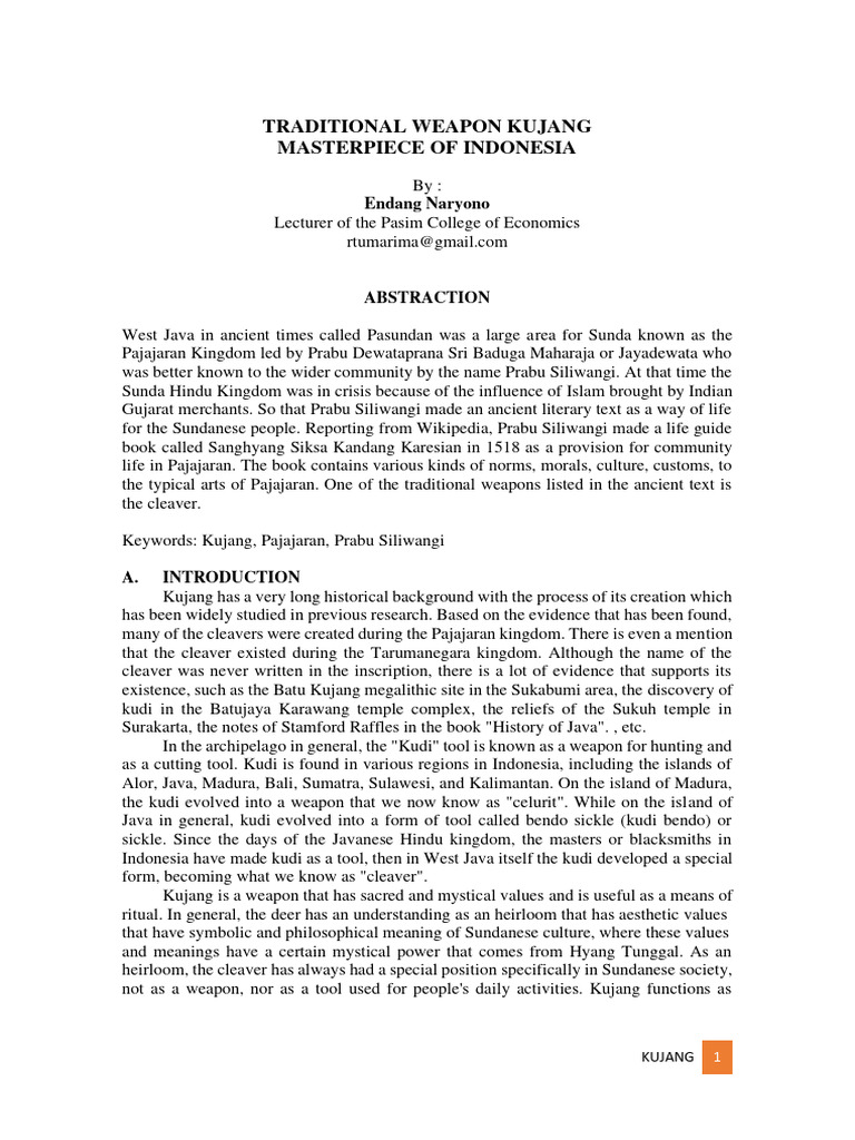 Traditional Weapon Kujang | PDF | Java