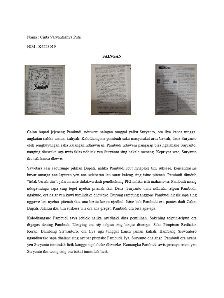 Sinopsis Saingan | PDF