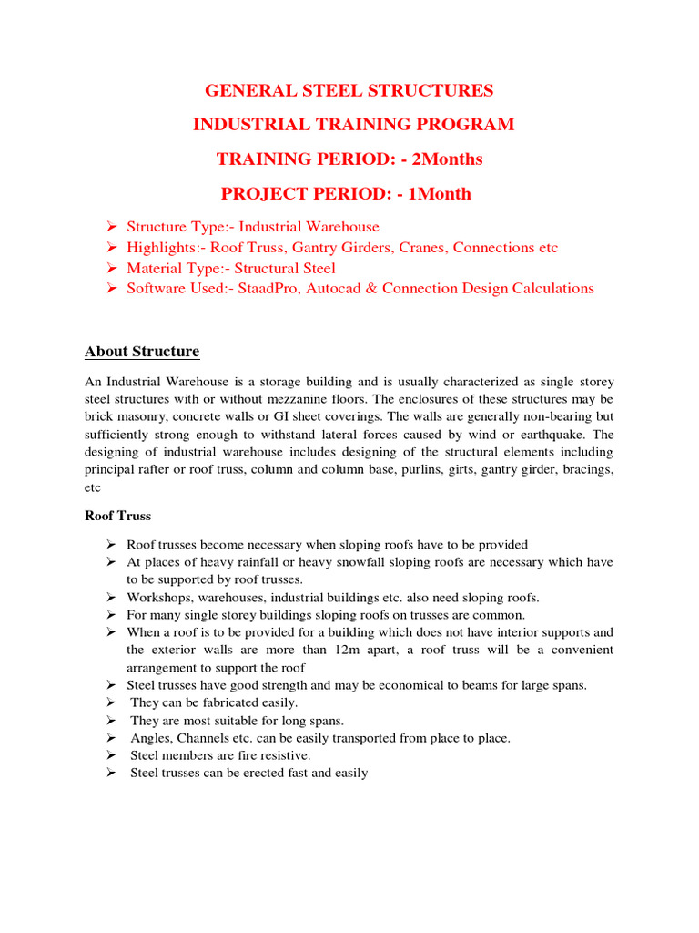 General Steel Structures Training Program - Contents | PDF | Crane ...