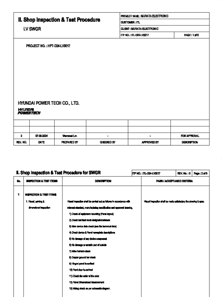 II. Shop Inspection _ Test Procedure | PDF