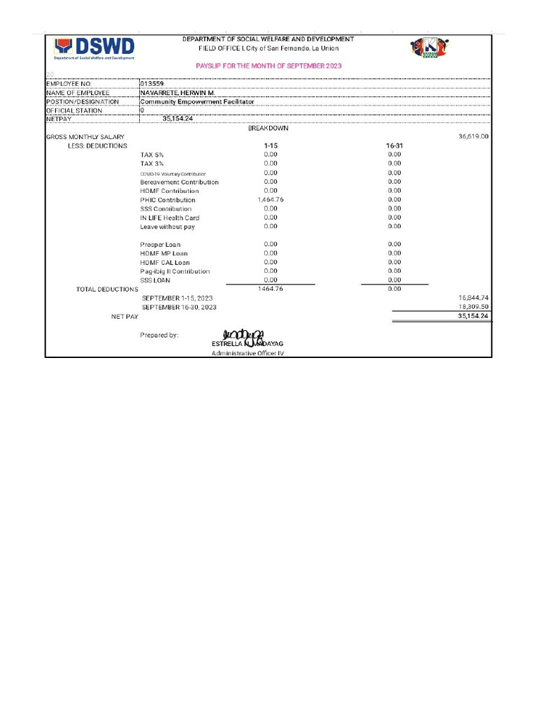 PAYSLIP SEPTEMBER | PDF