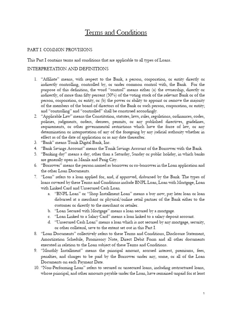 Terms and Conditions | PDF | Loans | Bankruptcy