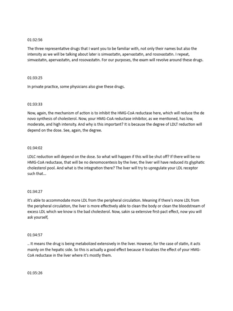 Dr. Magalong With Time Stamps | PDF | Statin | Cholesterol
