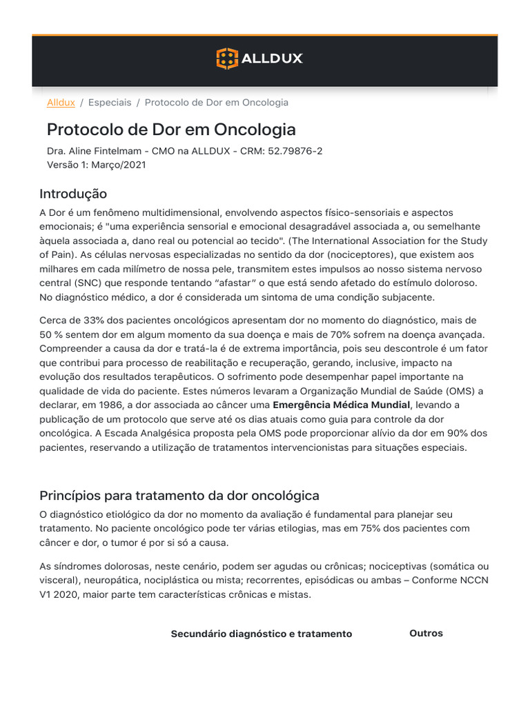 Protocolo de Dor - Alldux | PDF | Opioide | Dor