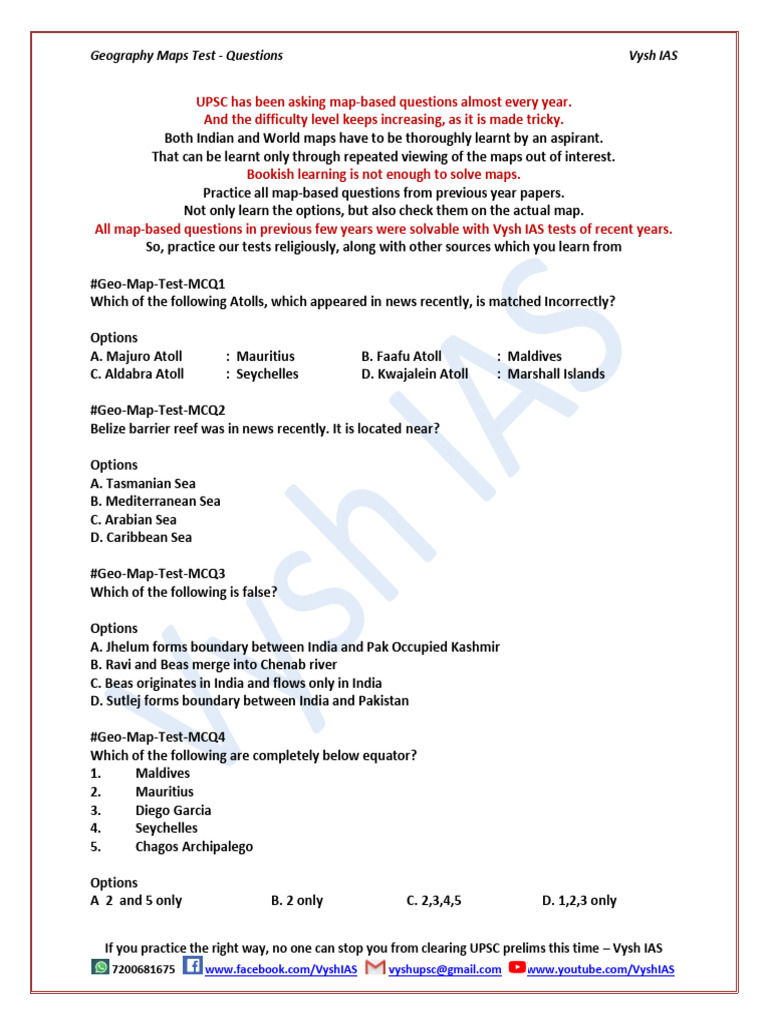 UPSC Map-Based Questions Practice | PDF | Nile | Earth Sciences