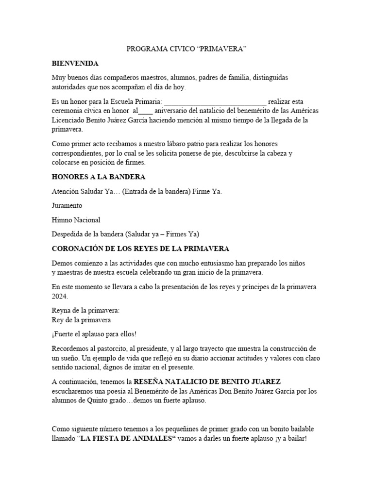 Programa Civico de La Primavera | PDF | Temporada de primavera)