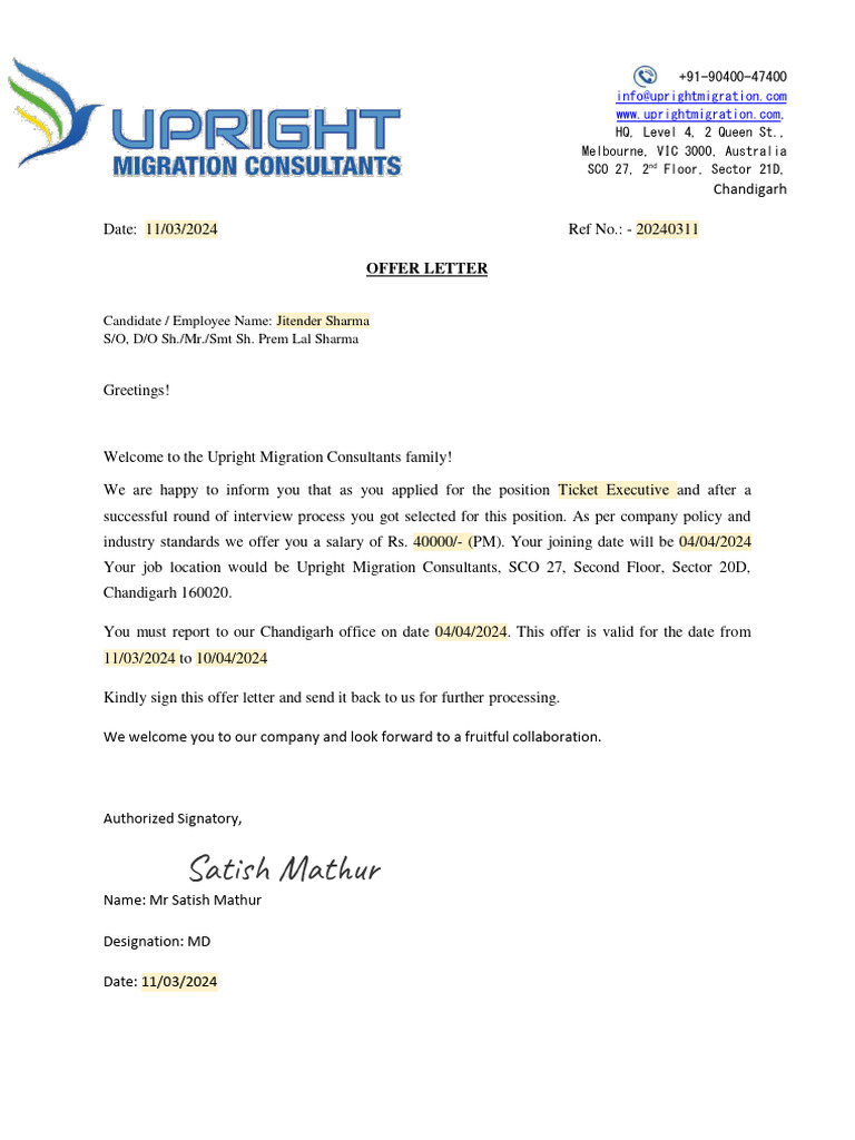 Offer Letter | PDF