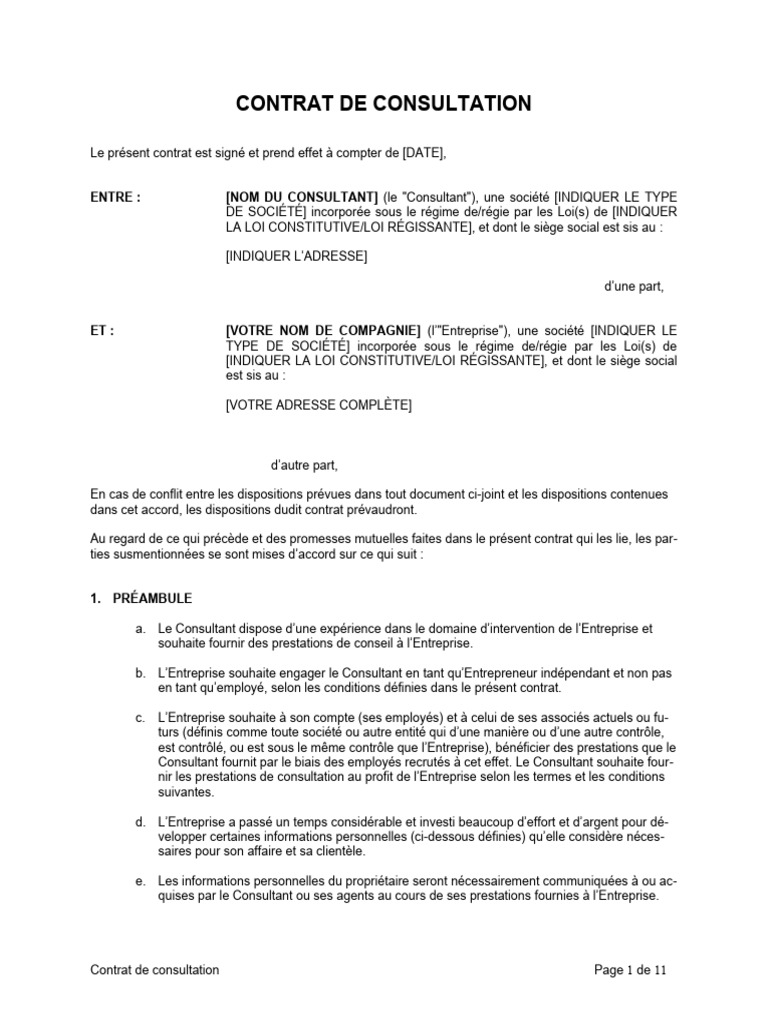 Contrat de Consultation entre Parties | PDF | Arbitrage | Consultant