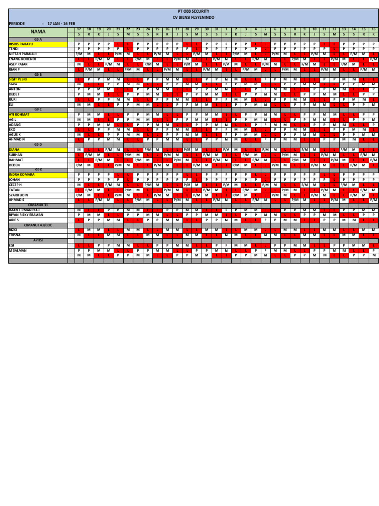 Jadwal Security | PDF