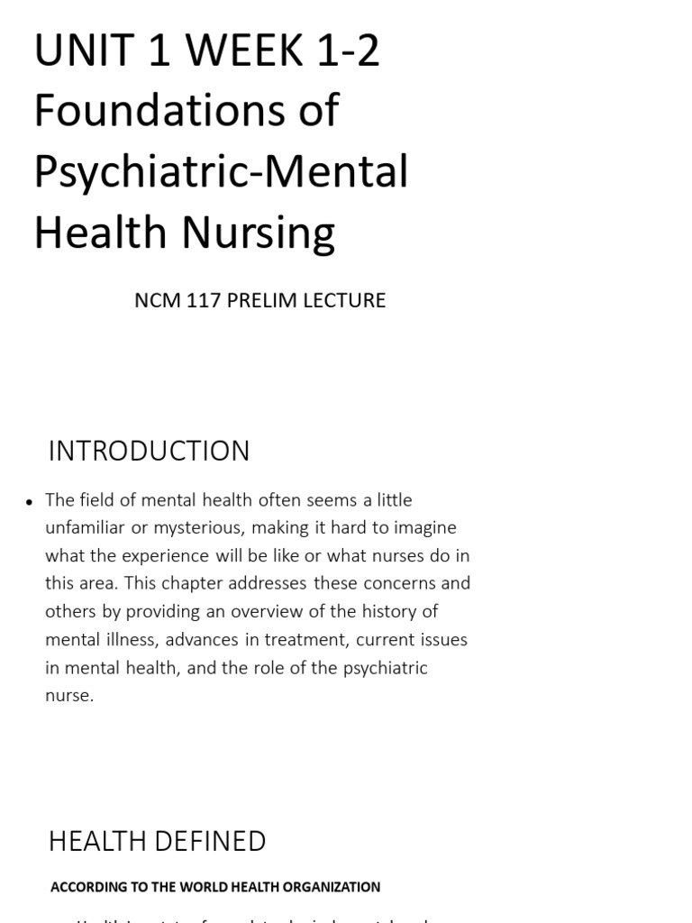 NCM 117 Lec Prelim WK 1 2 | PDF | Neurotransmitter | Antipsychotic