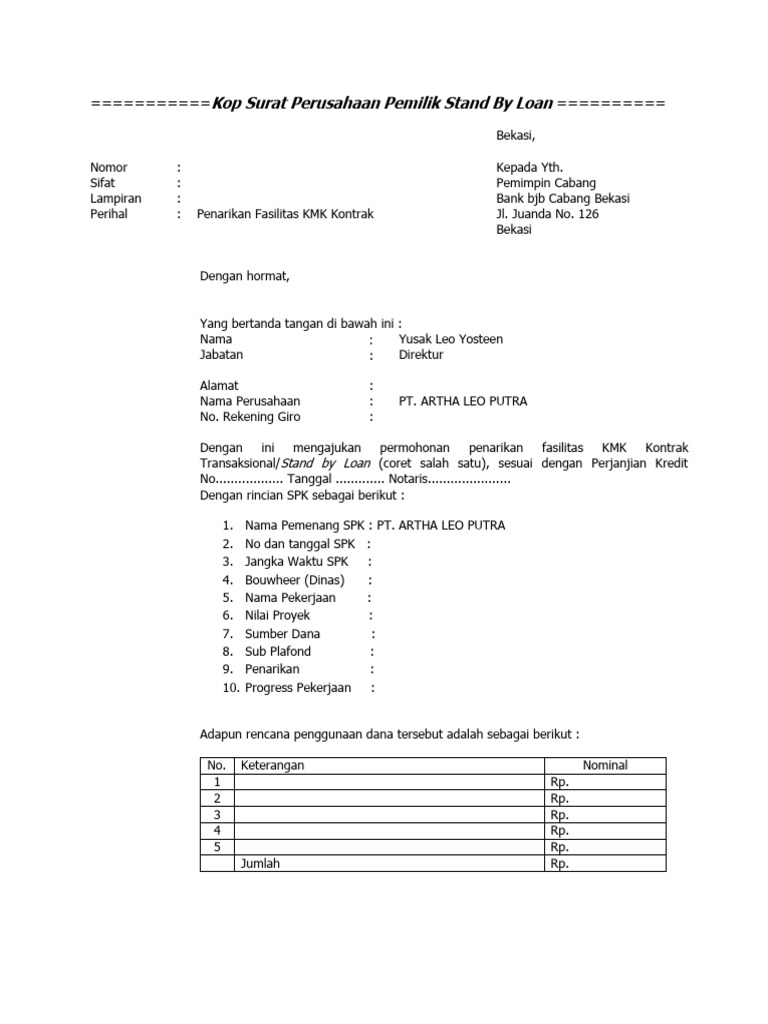Format Surat Pencairan SPK | PDF