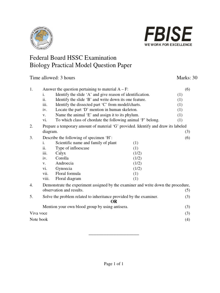 Biology Practical Model Paper 2025 | PDF | Flowers | Zoology