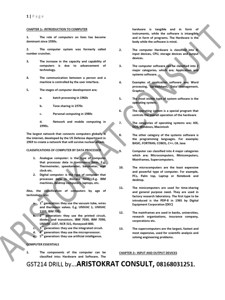 GST 214 Summary | PDF | Operating System | Databases