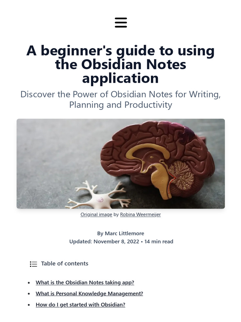 A Beginner's Guide To Using The Obsidian Notes Application | PDF ...