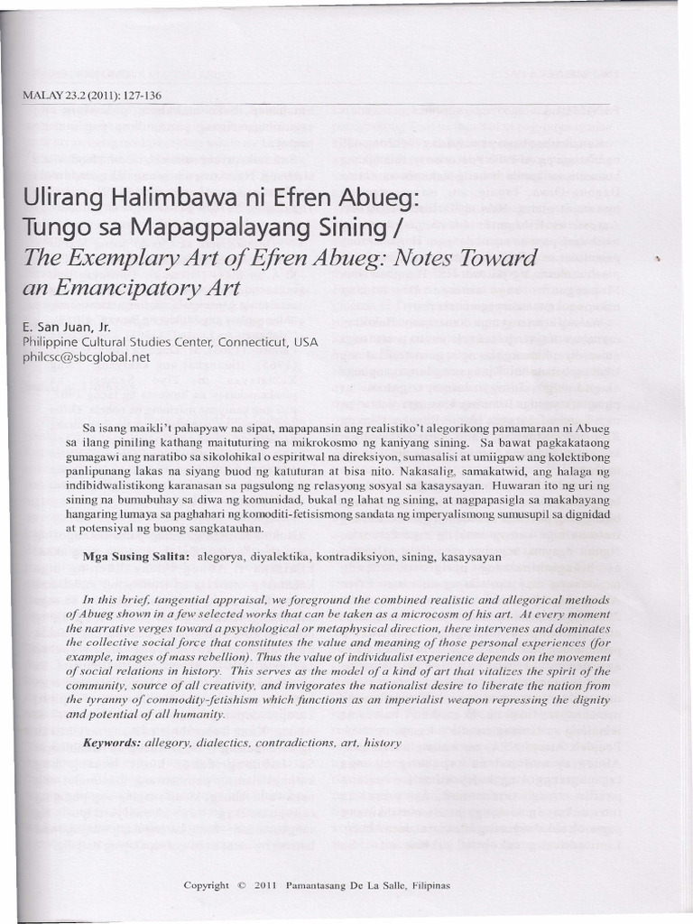 San Juan Ulirang Halimbawa Ni Efren Abueg | PDF