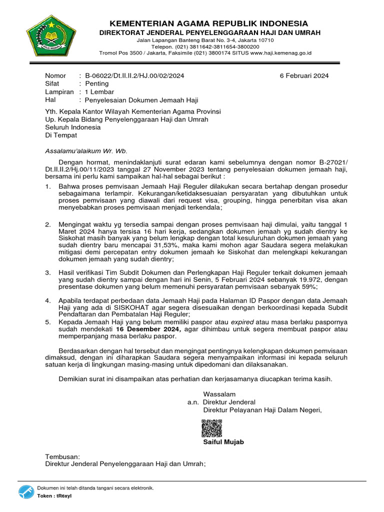 Draft Surat Edaran Penyelesaian Dokumen 2024 | PDF