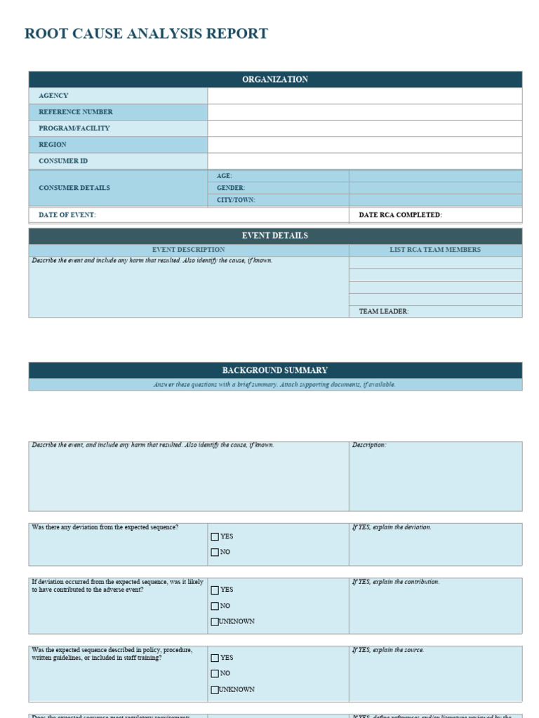Root Cause Analysis Report Template | PDF | Risk Management