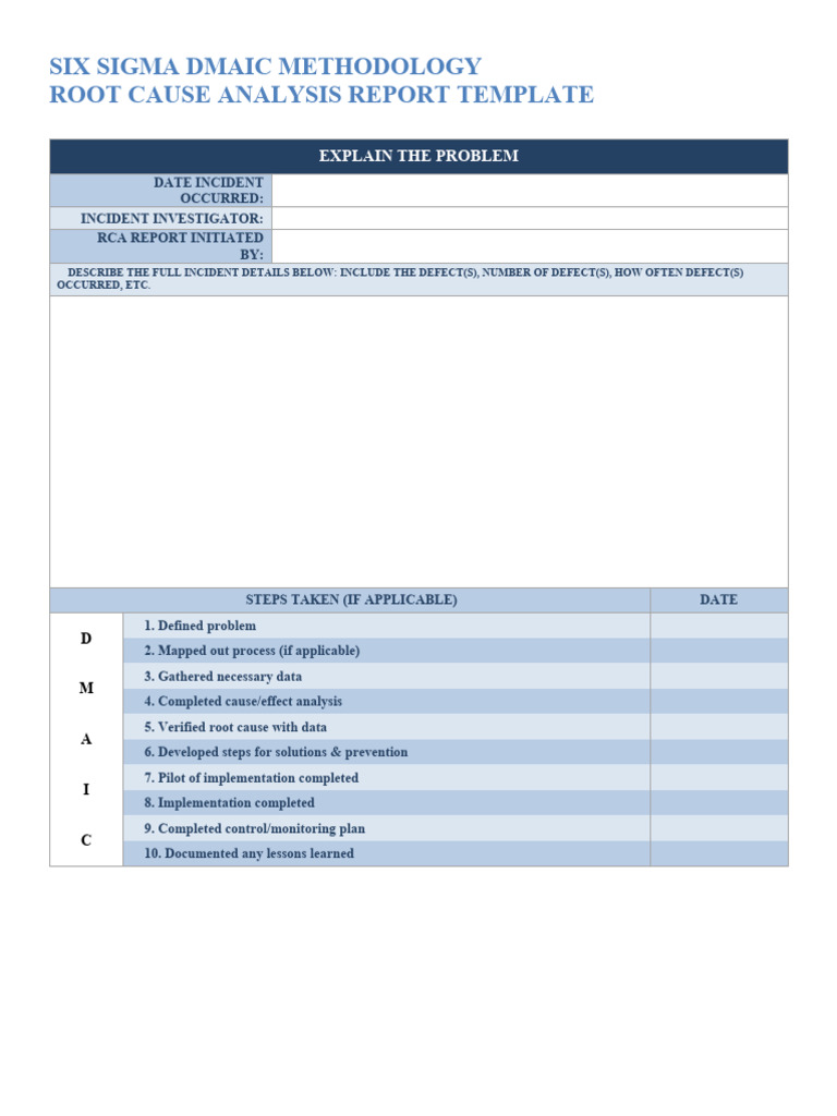 Six Sigma RCA Report Template | PDF | Six Sigma | Analytics