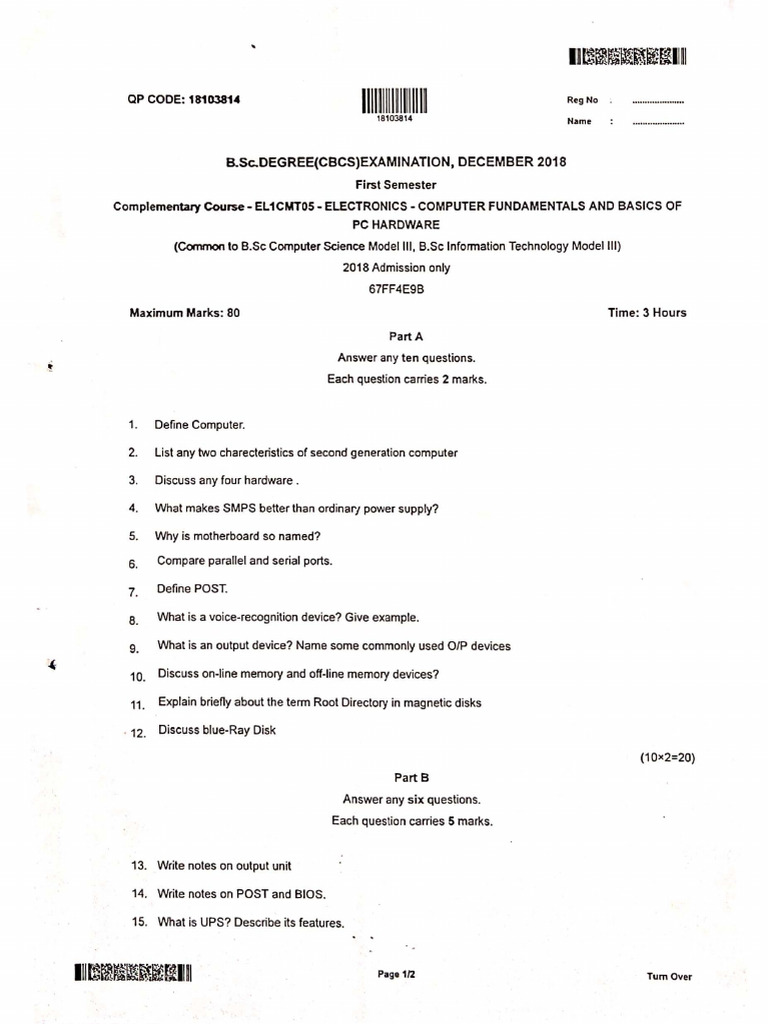 Computer Fundamentals and Basics of PC Hardware DEC 2018 | PDF | Classes Of Computers | Computer ...