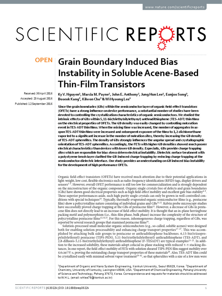 1 - Nguyen - SciRep2016 - Grain Boundary Induced Bias Instability Transistors | PDF | Field ...