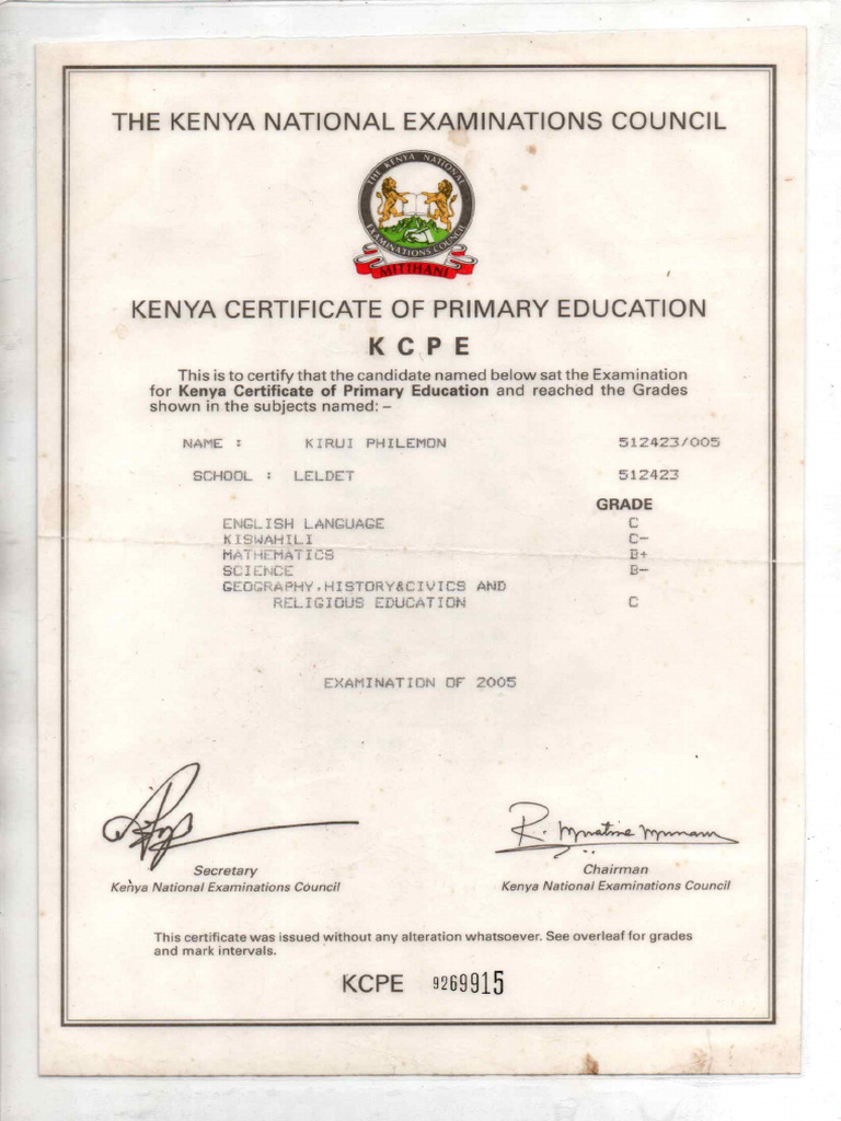 PRIMARY CERTIFICATE | PDF