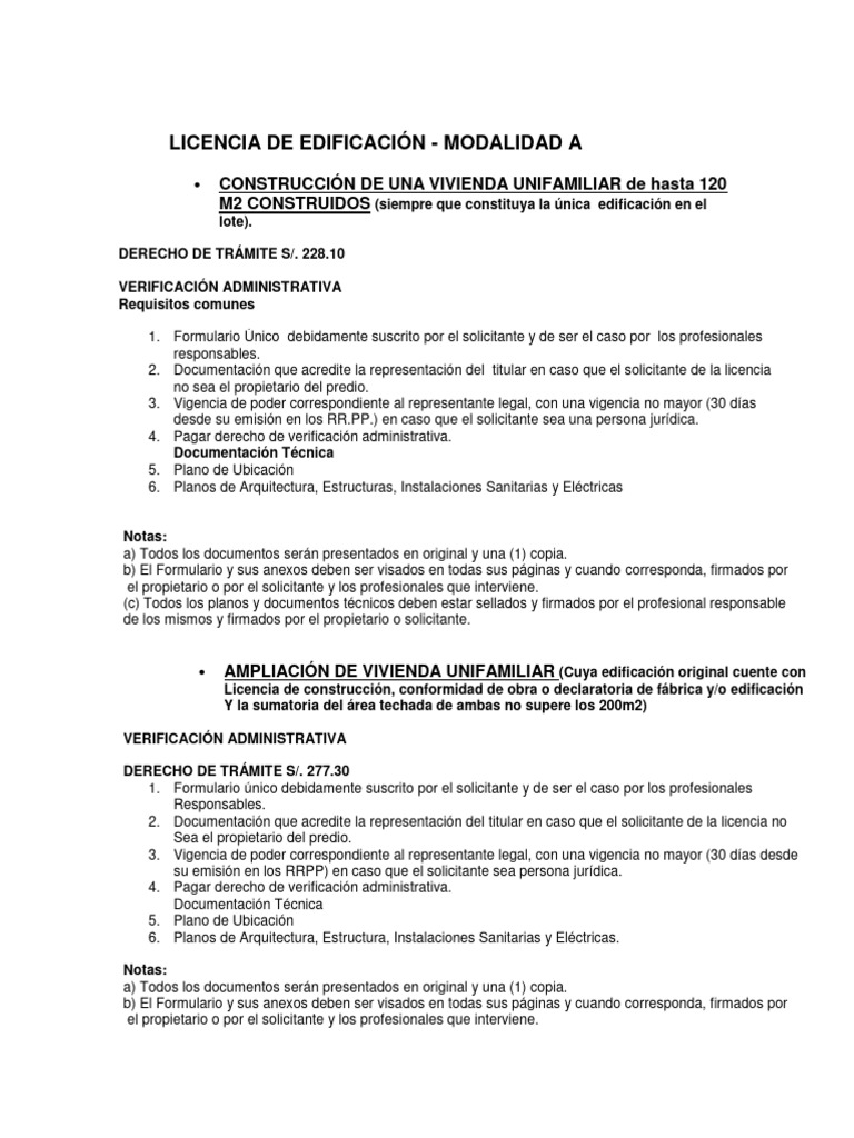 1.licencia de Edificacion Modalidad A | PDF | Policía