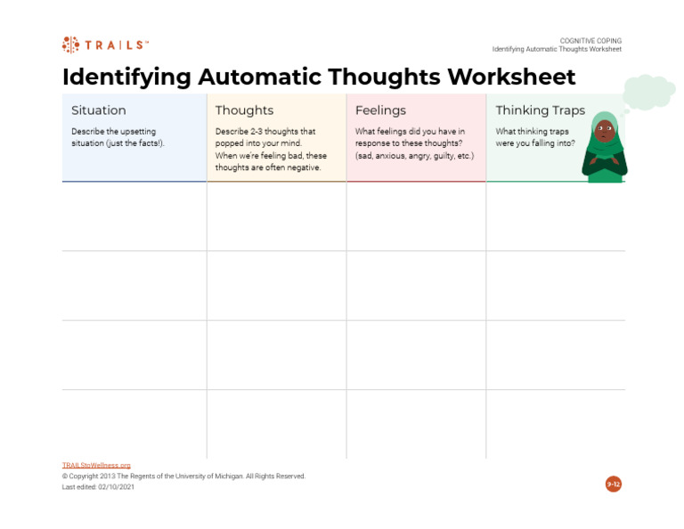 Identifying Automatic Thoughts Worksheet | PDF