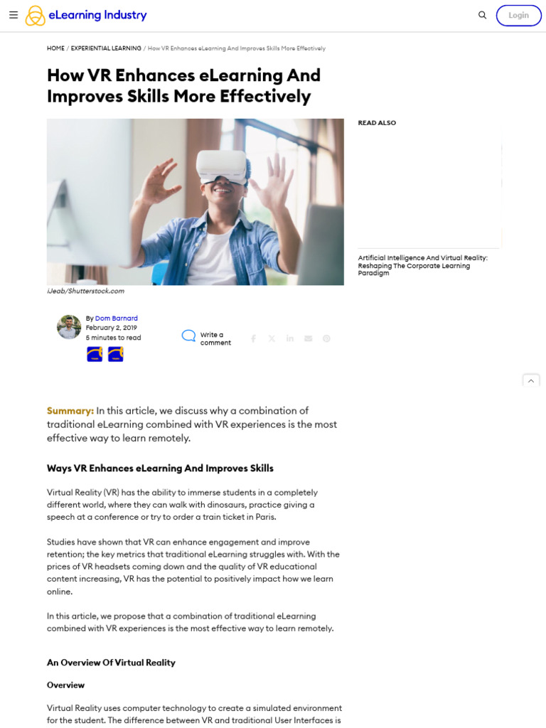 How VR Enhances Elearning and Improves Skills More Effectively - Elearning Industry | PDF ...
