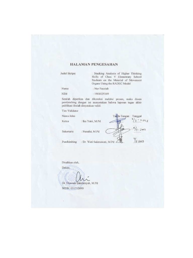 Surat pengesahan | PDF