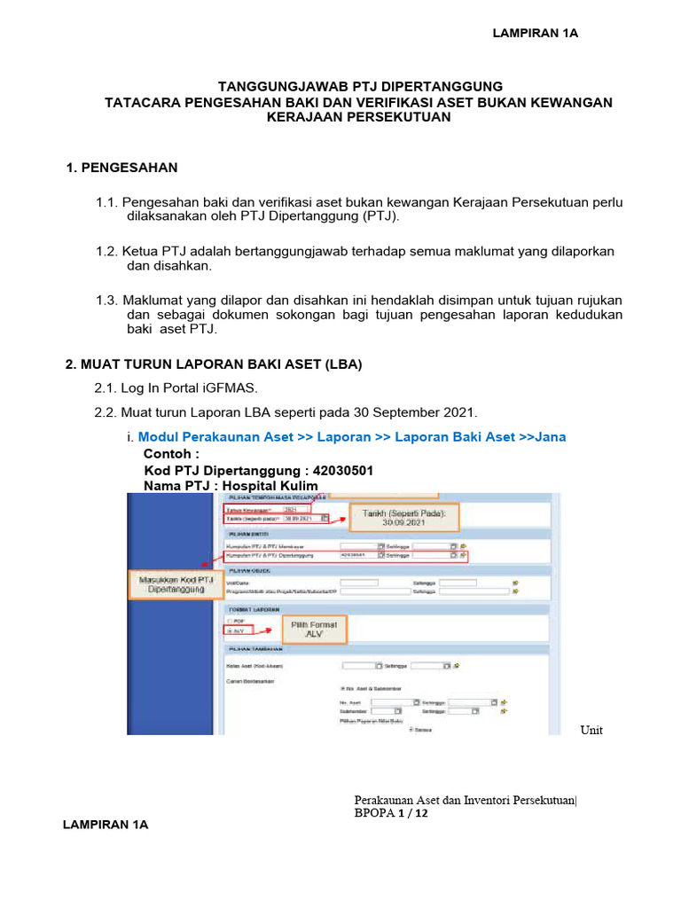 Lampiran 1A - Tatacara Pengesahan Baki Dan Verifikasi Aset Bukan Kewangan | PDF