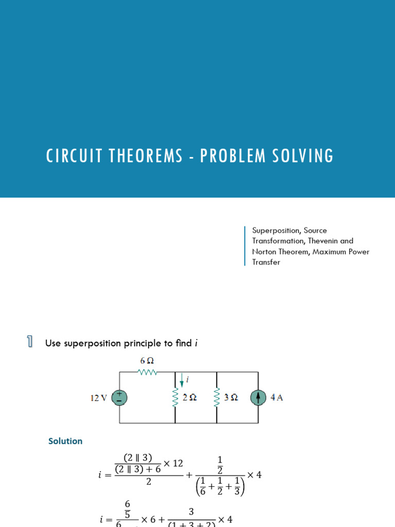 DC CIRCUITS - Circuit Theorems - Problem Solving | Download Free PDF | Electricity | Analog Circuits
