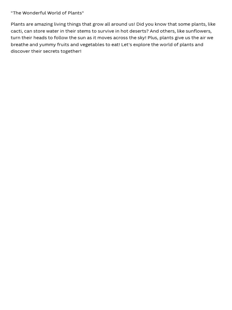 The Wonderful World of Plants | PDF
