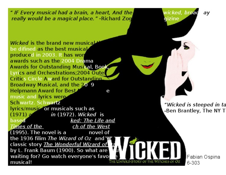 Overview of the Musical Wicked | PDF