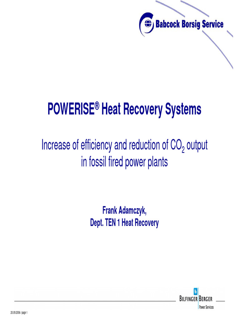 POWERISE Heat Recovery Systems | PDF | Heat Exchanger | Power Station