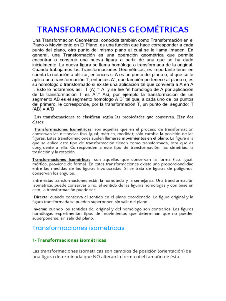 TRANSFORMACIONES GEOMÉTRICAS | PDF | Rotación | Simetría